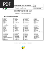 400 Spelling Bee Word List Every Level Easy Difficult and Impossible | PDF