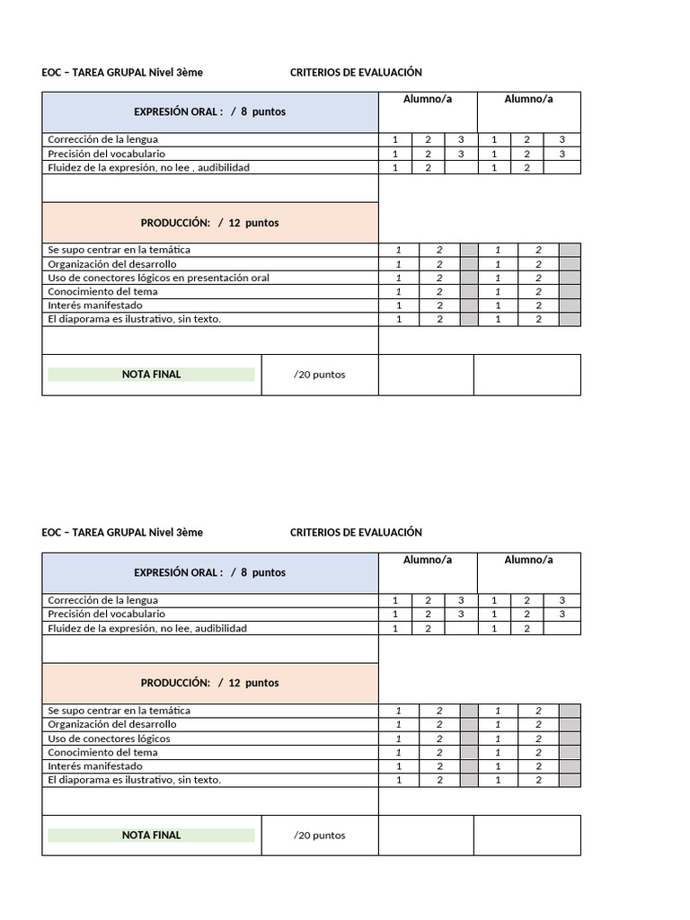 EOC Criterios de Evaluación | PDF | Lingüística | Comunicación humana