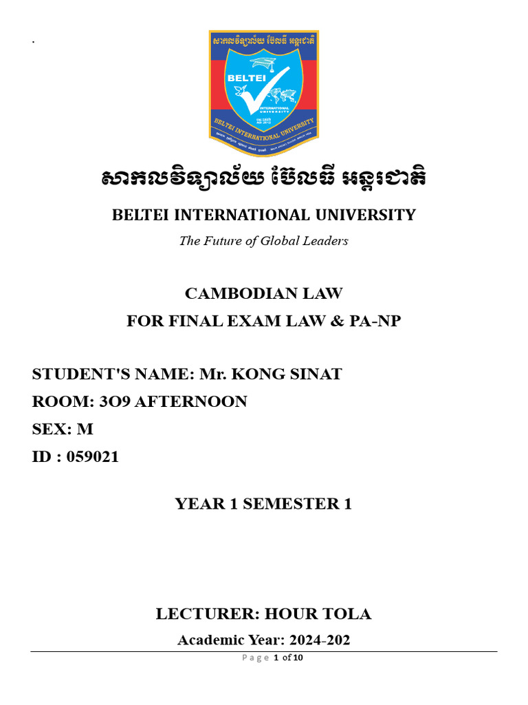 Cambodian Finalexam Ques 2 | PDF
