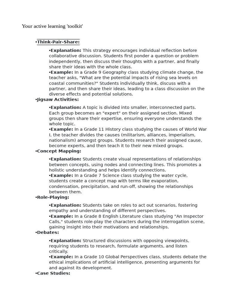 Active Learning Tool Kit | PDF | Human Communication | Liberal Arts ...