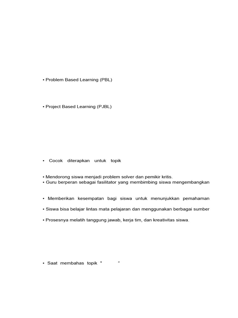 Penerapan PBL dan PJBL dalam Pembelajaran | PDF