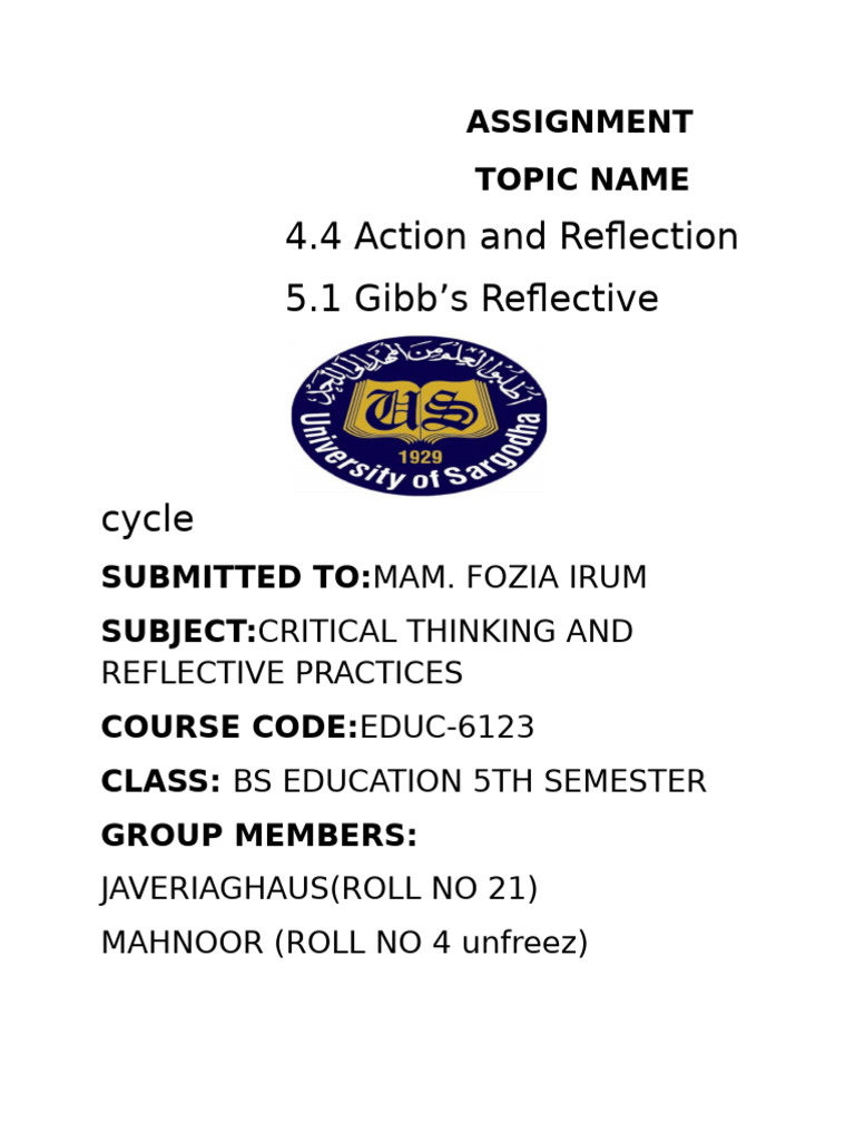 Action and Reflection Gibb’s Reflective Cycle | PDF | Reflective ...