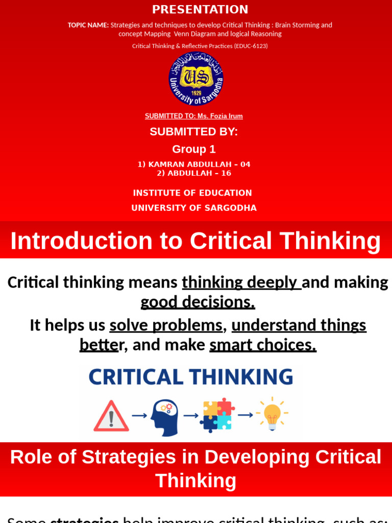 Strategies and Techniques To Develop Critical Thinking | PDF | Reason ...