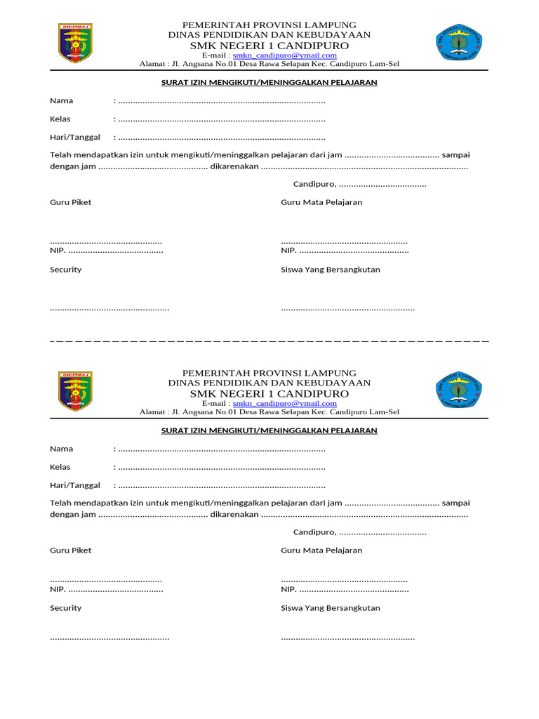 Surat Izin Keluar Masuk | PDF