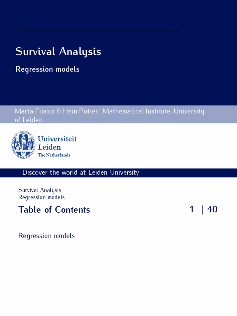 Lecture04 - Survival Analysis | PDF | Regression Analysis | Dependent And Independent Variables
