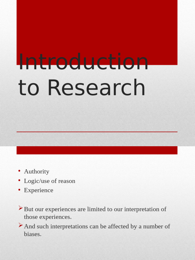 Introduction To Research | PDF | Scientific Method | Science