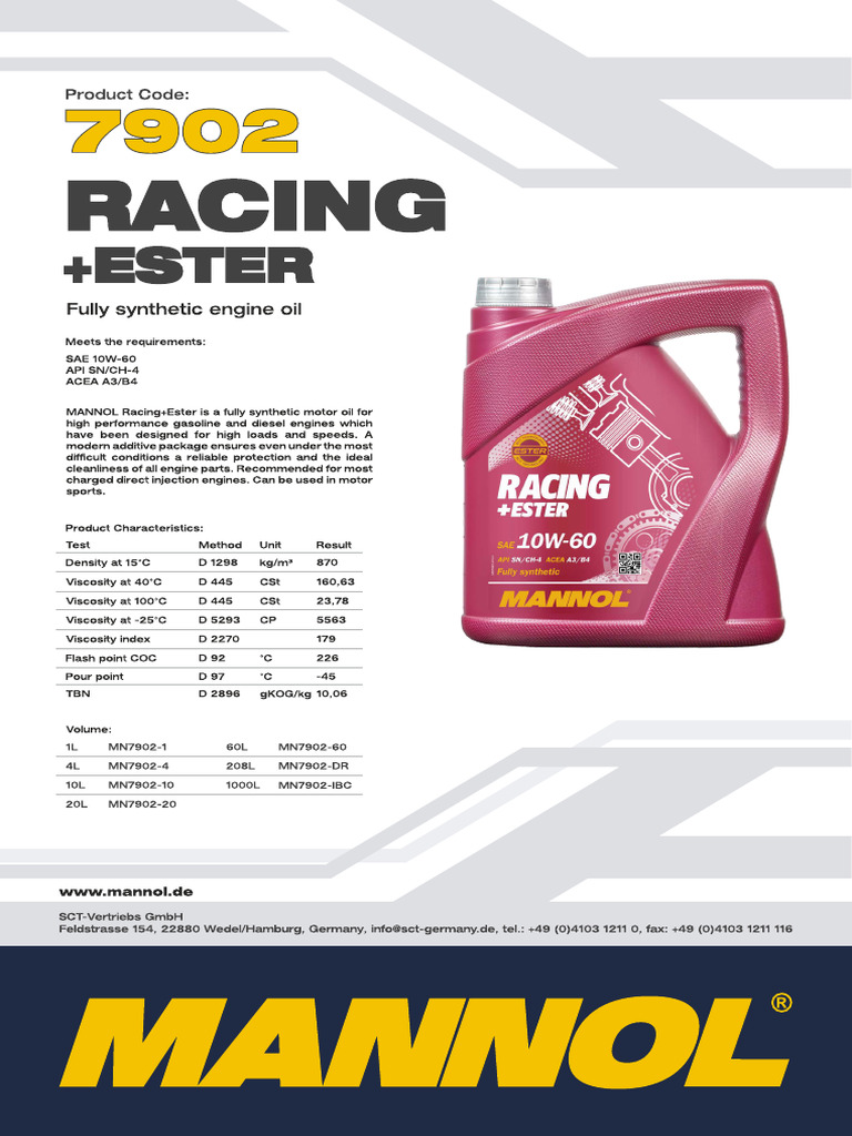 Mannol Racing 10w-60 7902 | PDF