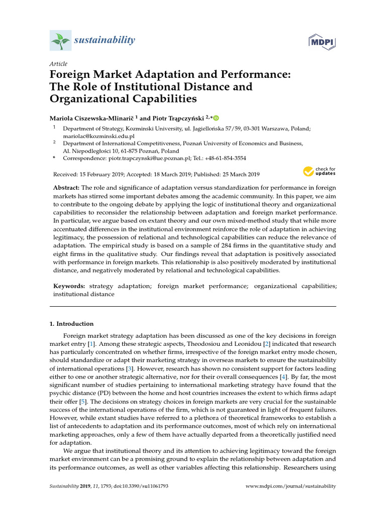 Foreign Market Adaptation Strategies | PDF | Coefficient Of ...