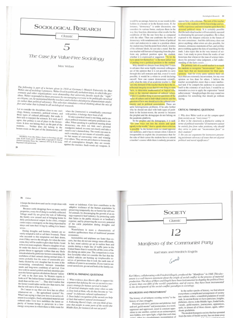 A1. The Case of A Value Free Sociology - Max WEBER | PDF