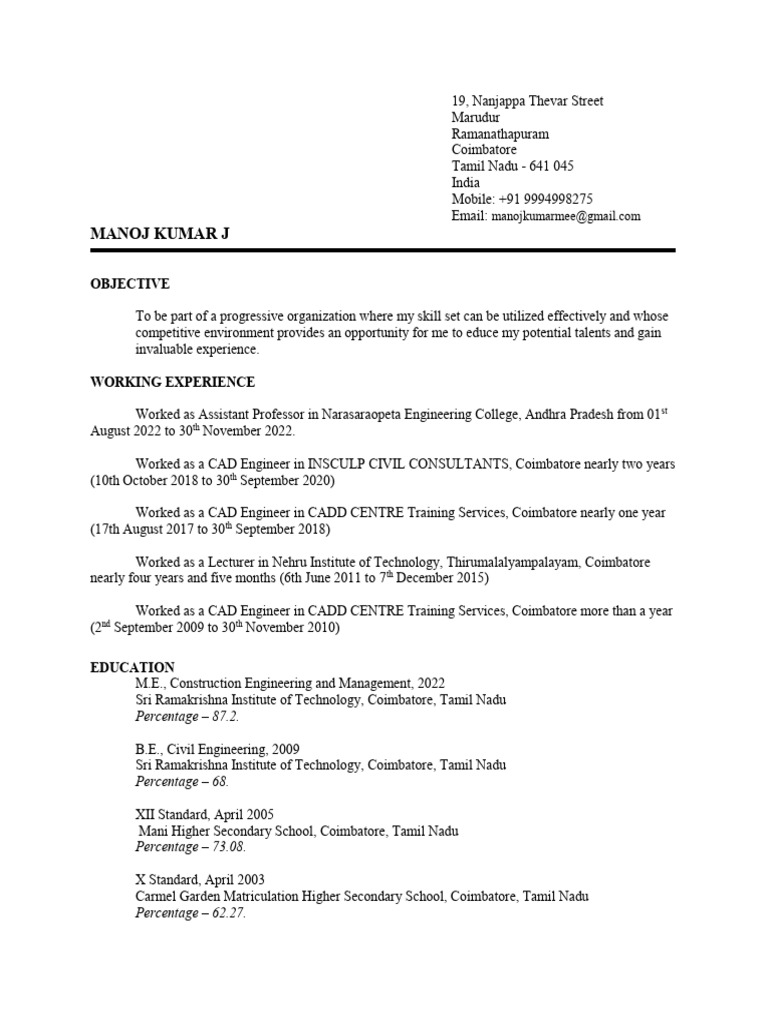 Manoj Resume | PDF