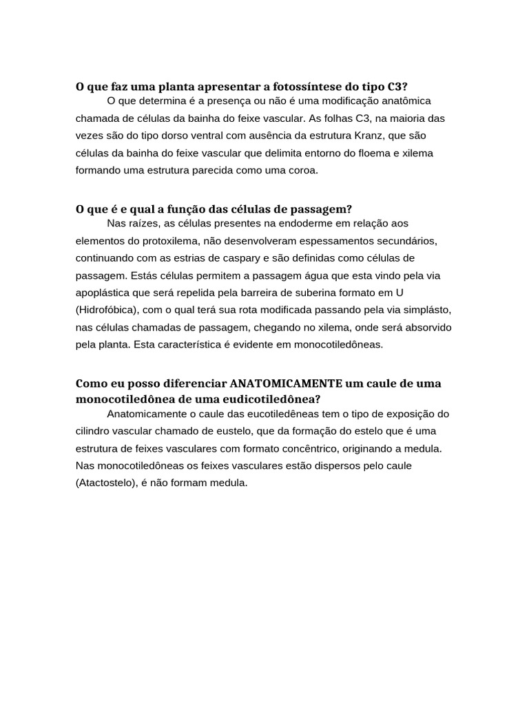 3° Avaliação Respostas Abertas | PDF