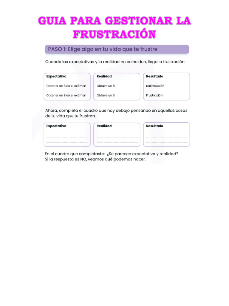 Guia para Trabajar La Frustración | PDF
