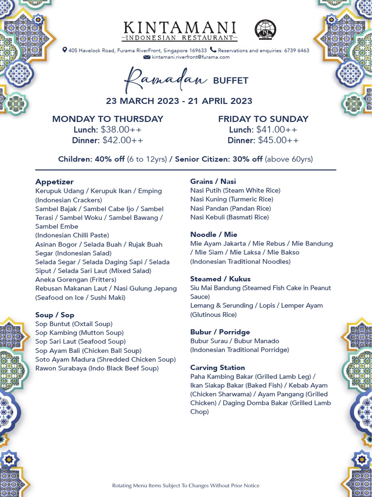Kintamani-new-menu-6March-Ramadan-2PP | PDF | Indonesian Cuisine | Foods