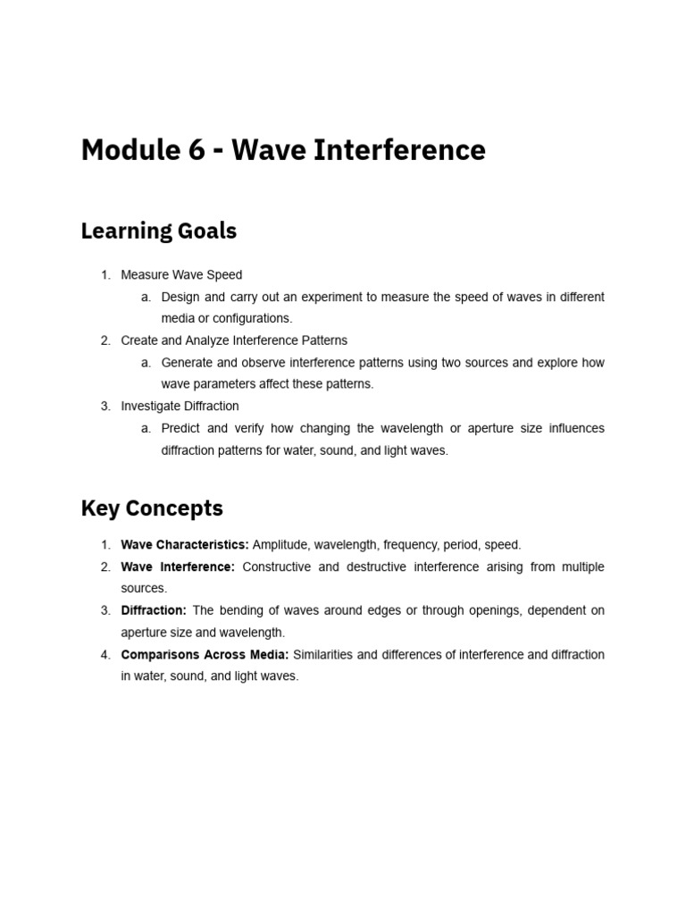(English) Module 6 - Waves Interference | PDF | Diffraction | Waves