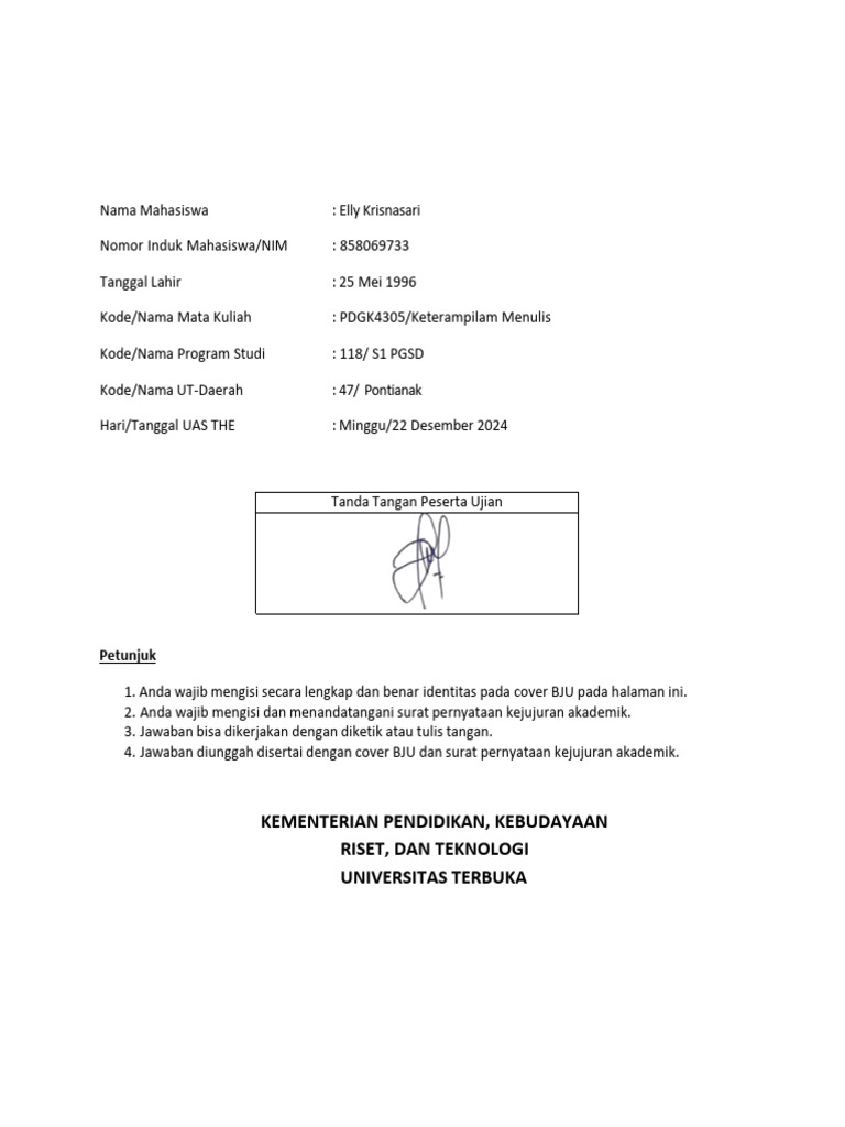 Kode UT Daerah Pontianak UAS 2024 | PDF