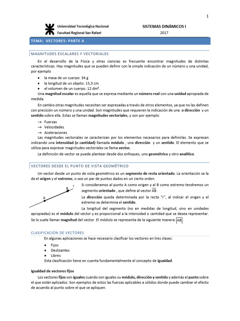 Vectores_2017 | PDF | Vector Euclidiano | Sustracción