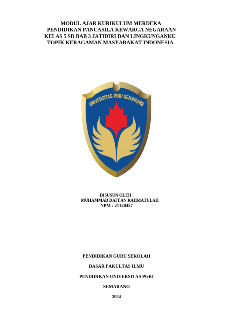 Modul Ajar PPKN Daffan Kelas 5B KUMER SDN Lempongsari Revisi Yang Diprint (AutoRecovered) | PDF