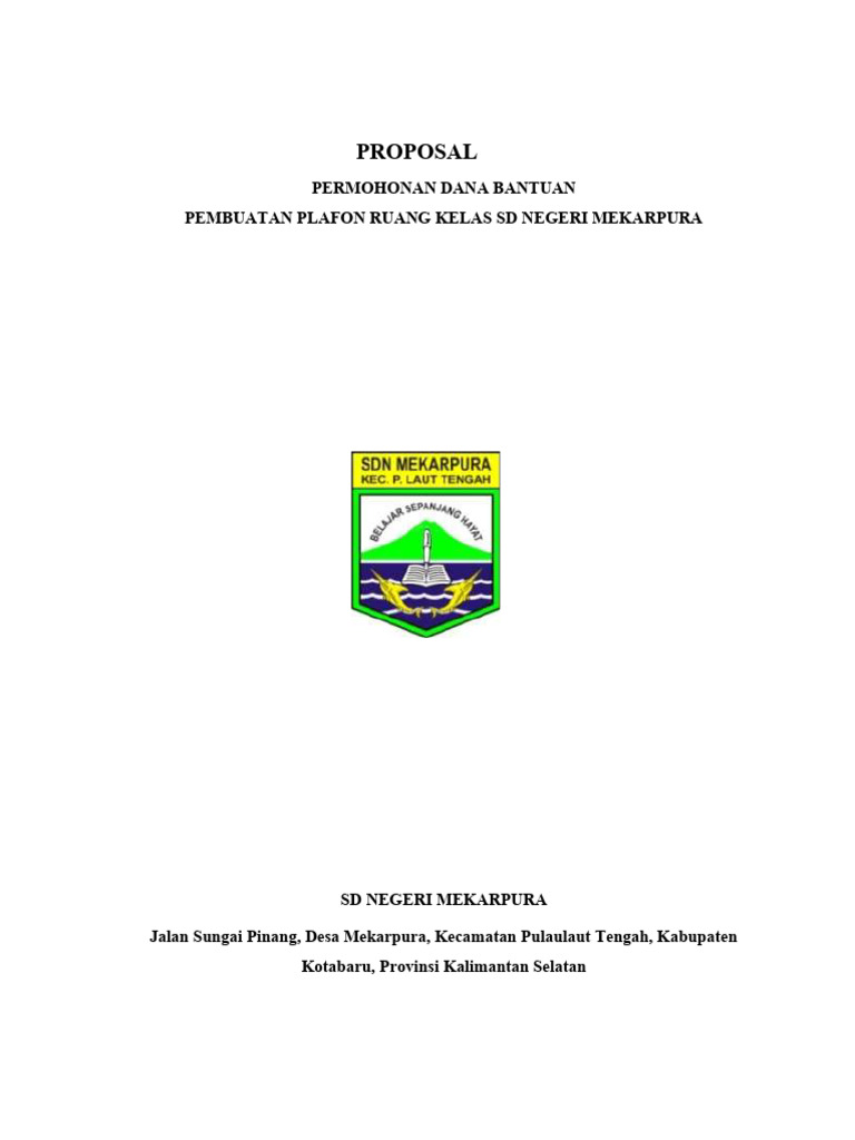Proposal Dana Plafon Kelas SD Mekarpura | PDF