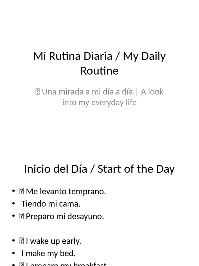 Mi Rutina Diaria Bilingue | PDF