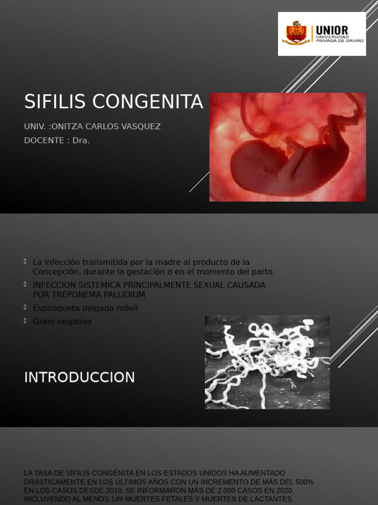 Sífilis Congénita: Diagnóstico y Tratamiento | PDF | Enfermedades y ...