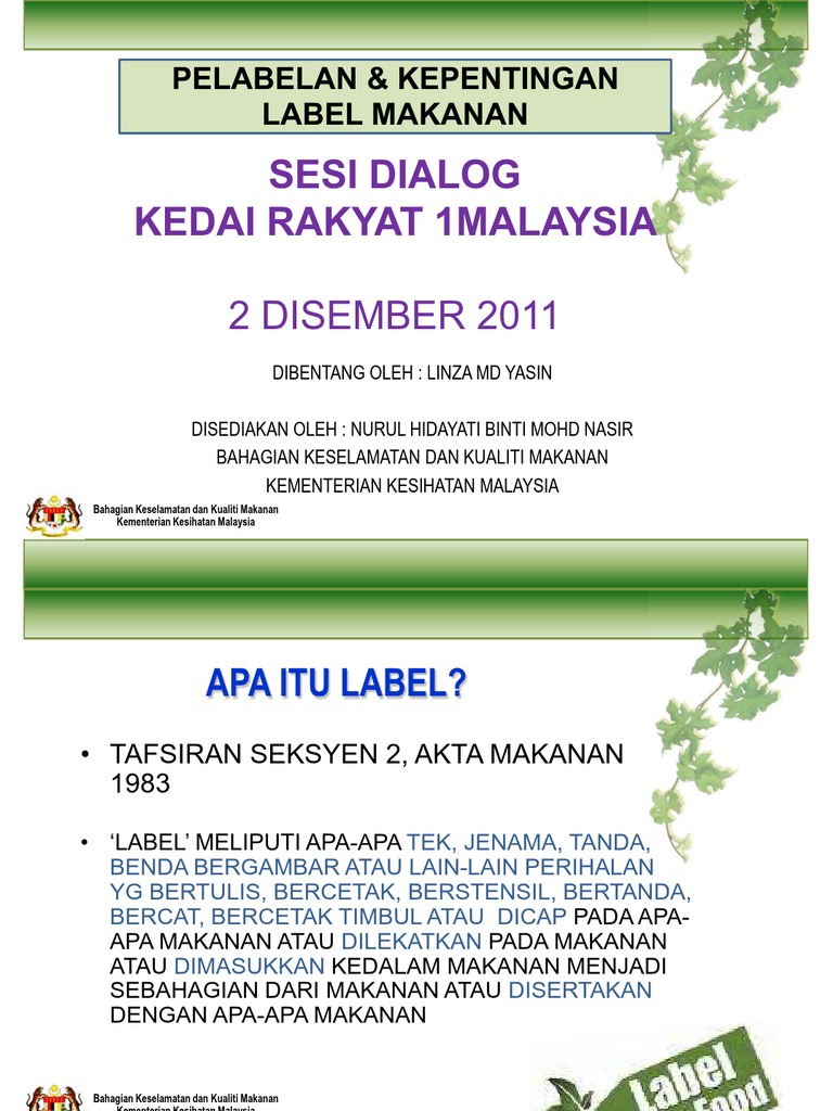 Pelabelan Makanan Oleh KKM | PDF