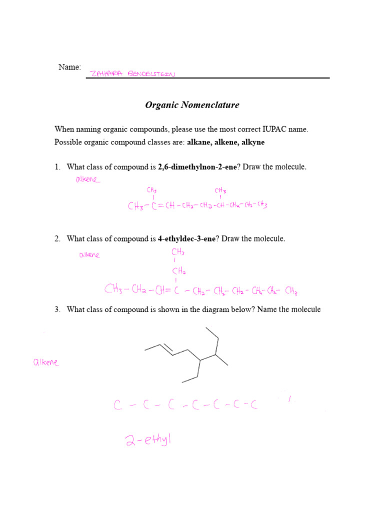 Organic Compound Naming Guide | PDF | Alkene | Hydrogen Compounds