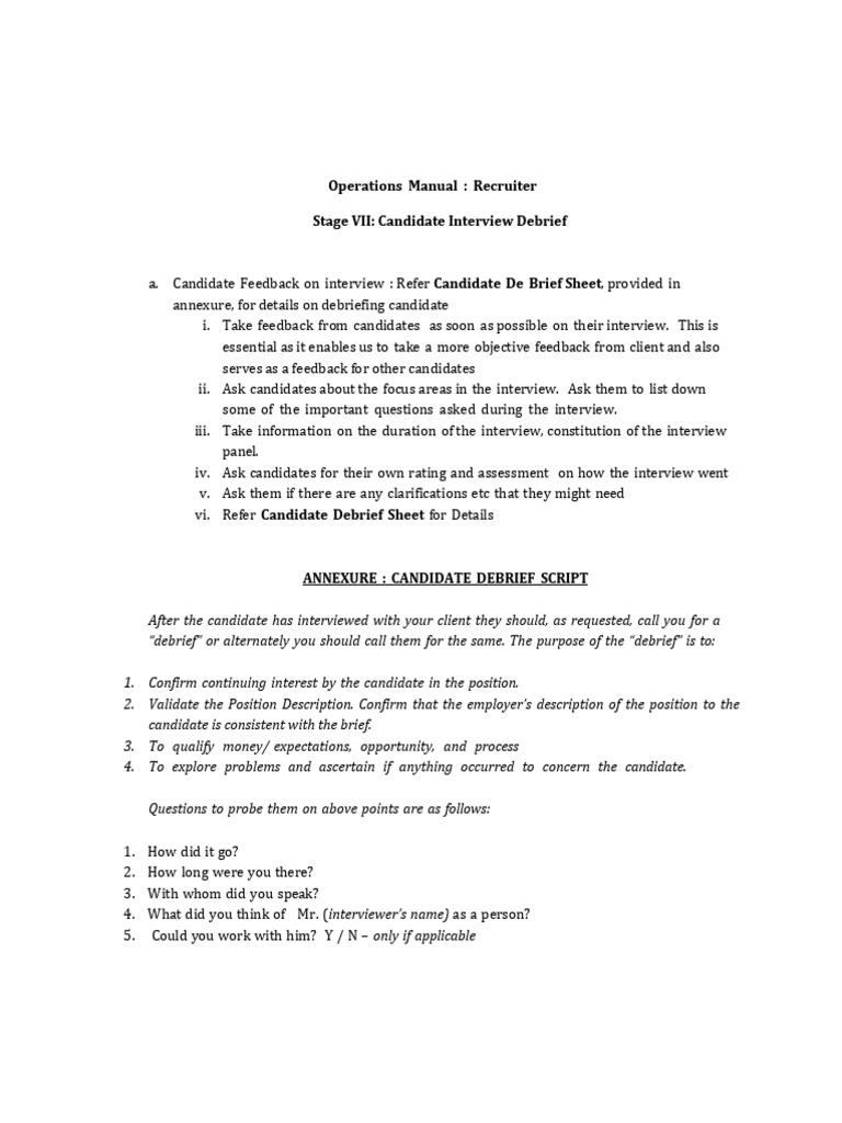 Candidate Interview Debrief Process | PDF