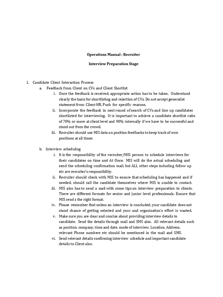 Stage V_Candidate Interview Preparation Stage | PDF | Recruitment