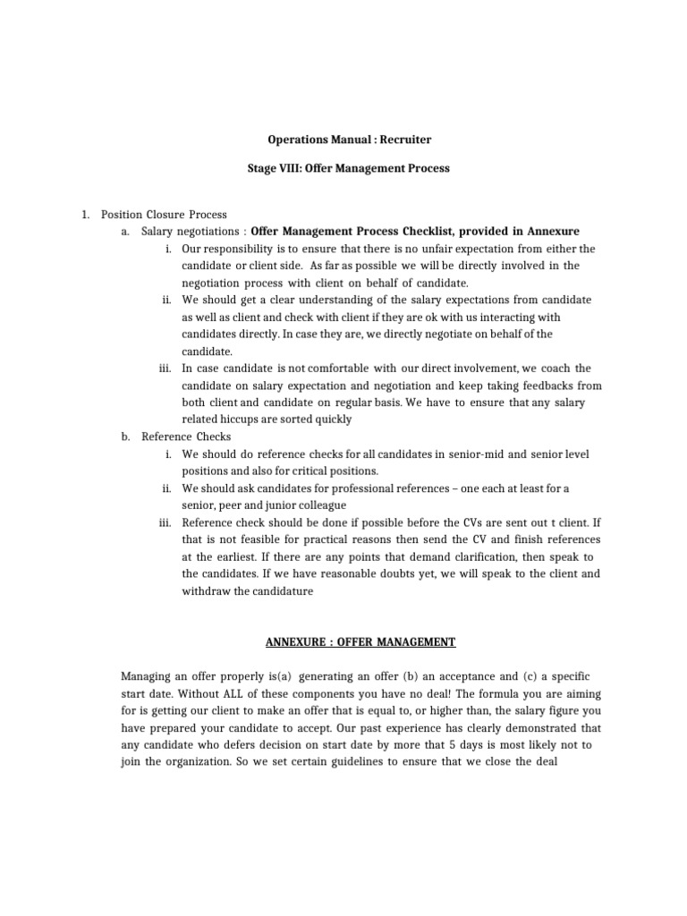 Stage VIII - Offer Management Process | PDF