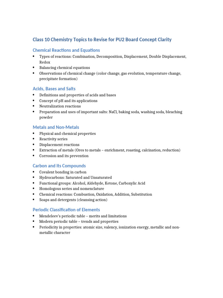 Class10 Chemistry For PU2 | PDF