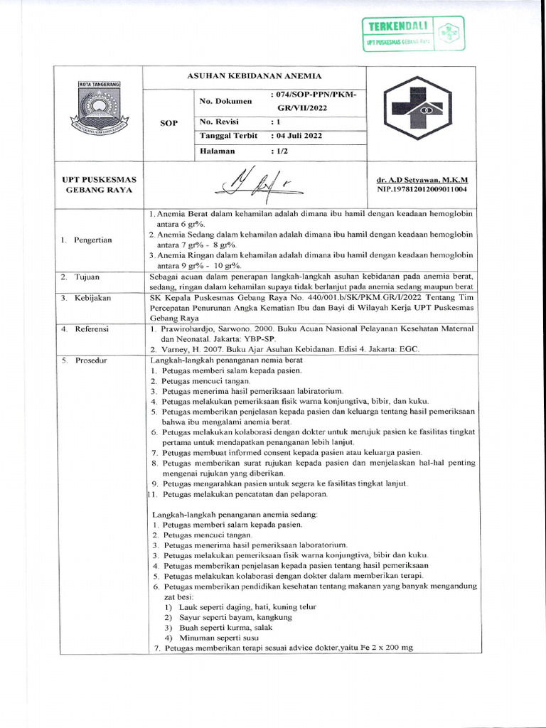 Sop Askeb Anemia_0001 | PDF