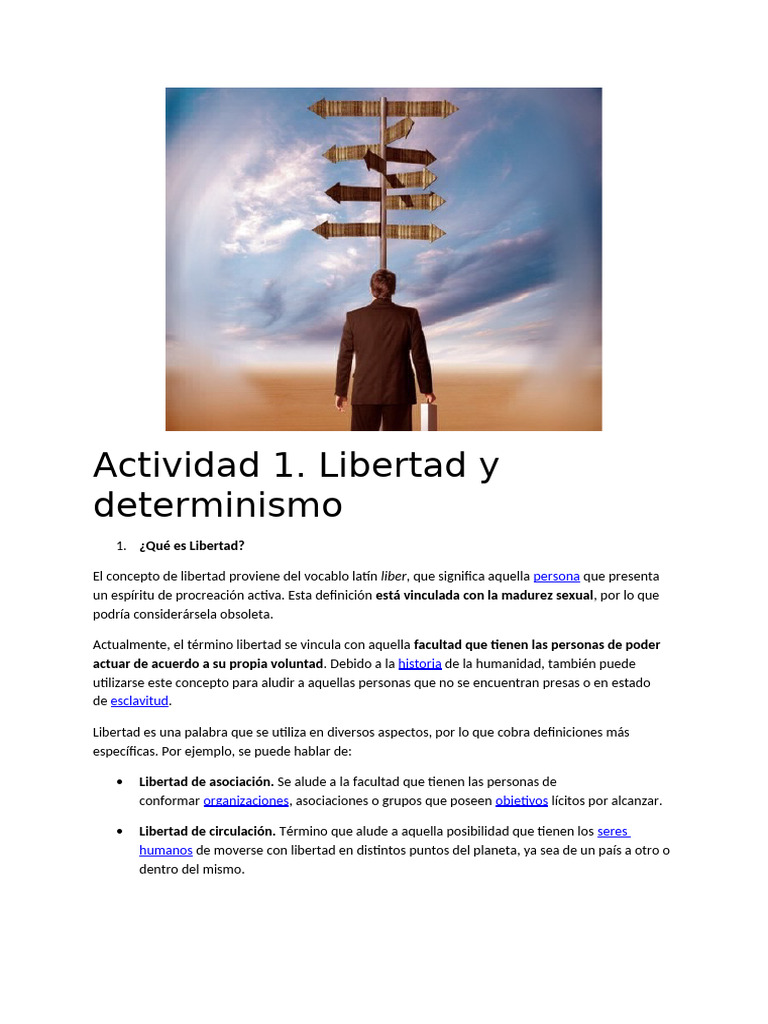 Actividad 1. Libertad y Determinismo | PDF | Determinismo | Libertad