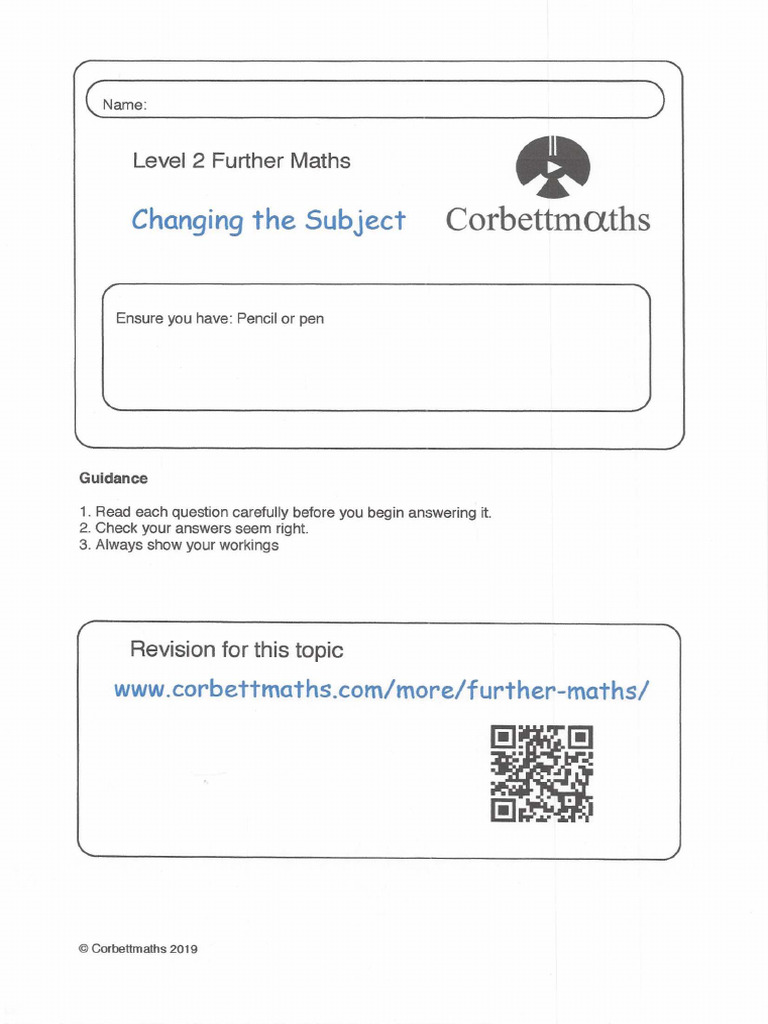 Changing The Subject Answers | PDF