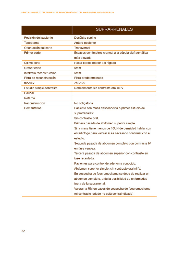 PROTOCOLOS DE TC DEL SERVICIO DE RADIODIAGNOSTICO DEL HGURS | PDF ...