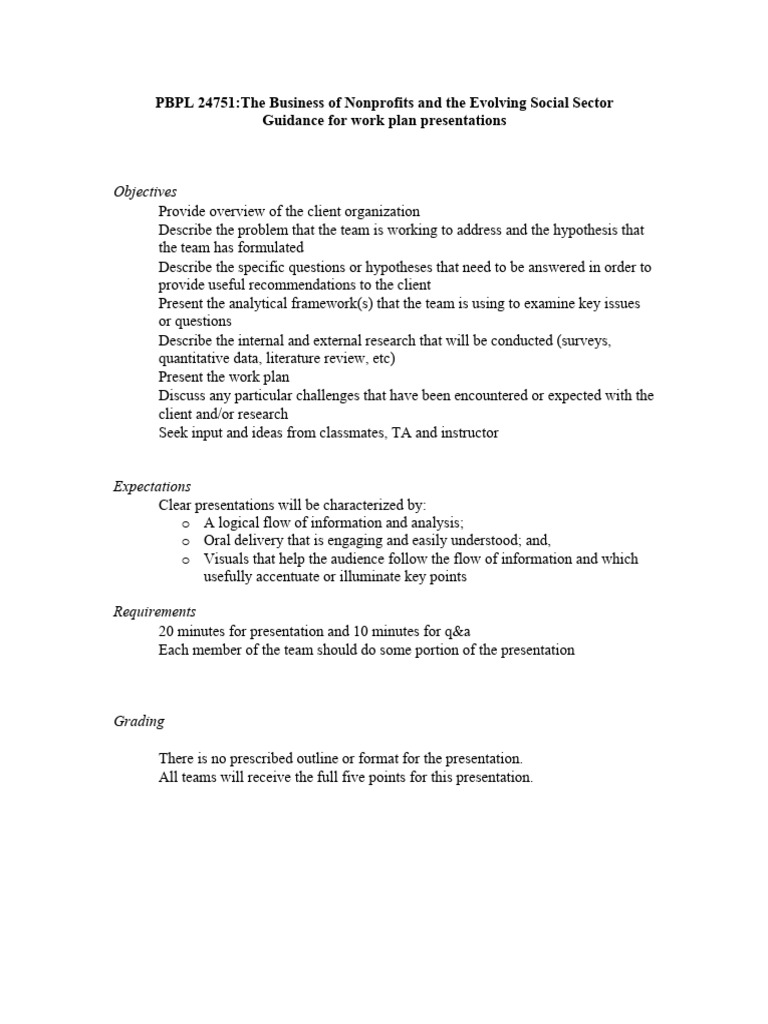 Workplan Presentation Guidance 0118 | PDF