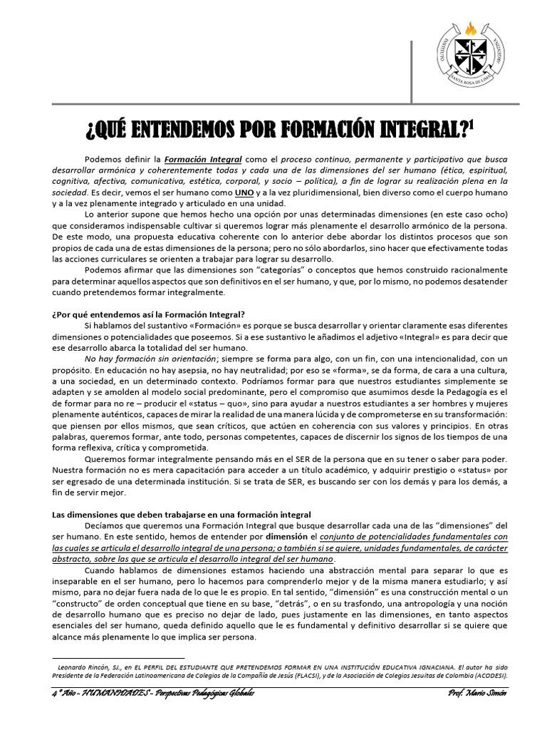 Formación Integral en Educación Secundaria | PDF | Conocimiento | Verdad