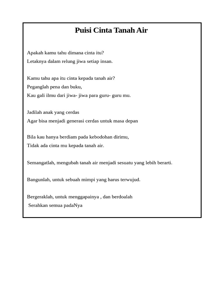 Puisi Cinta Tanah Air | PDF