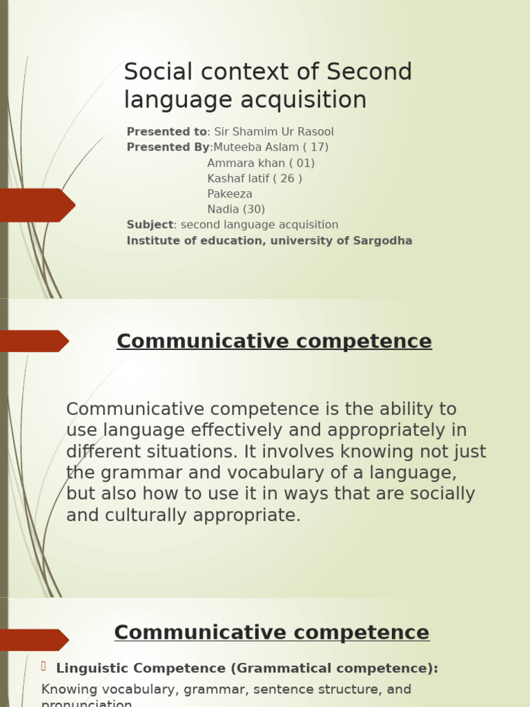 Social Factors in Second Language Learning | PDF | Second Language ...