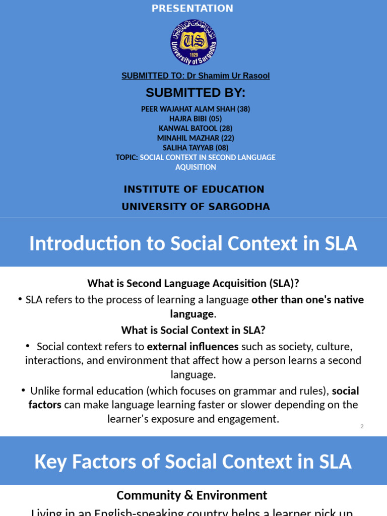Social Context in Second Language Acquisition | PDF | Second Language ...