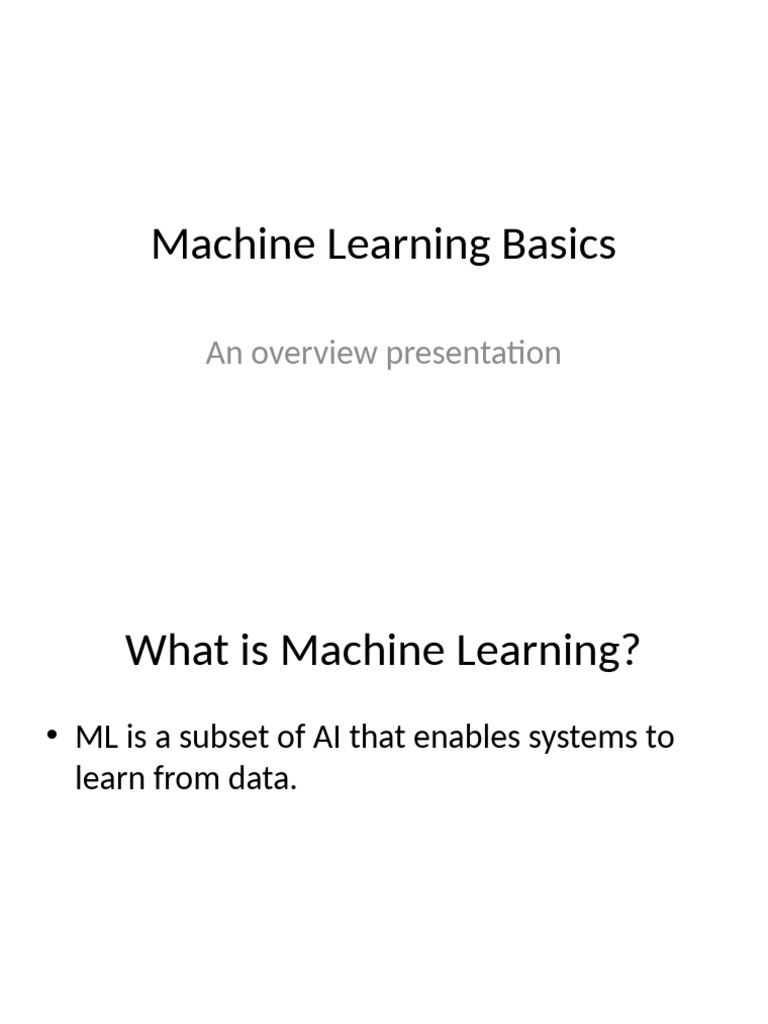 1 Machine Learning Basics | PDF