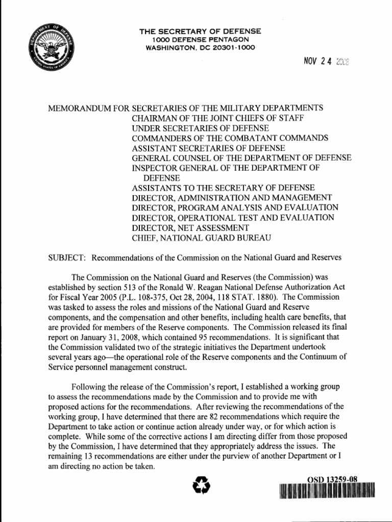 Gates Memo DOD Operations in the Homeland 24Nov08 | Joint Chiefs Of ...