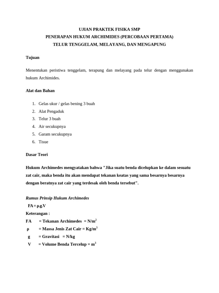UJIAN PRAKTEK FISIKA SMP | PDF
