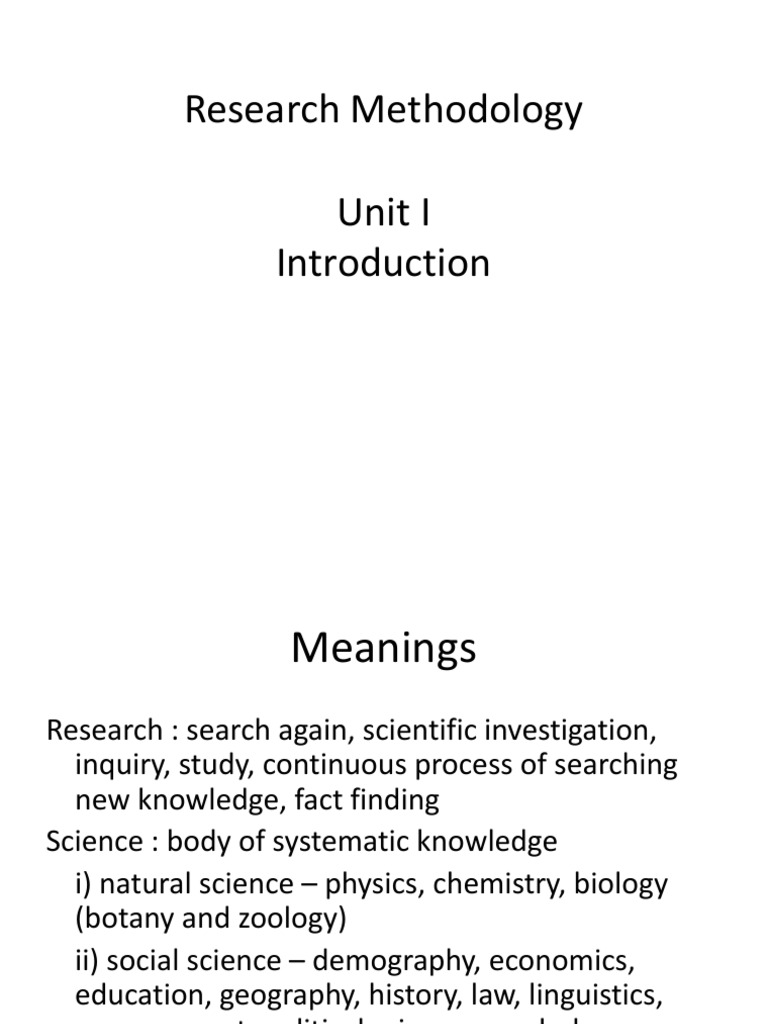 Research Methods-Unit I | PDF | Level Of Measurement | Hypothesis