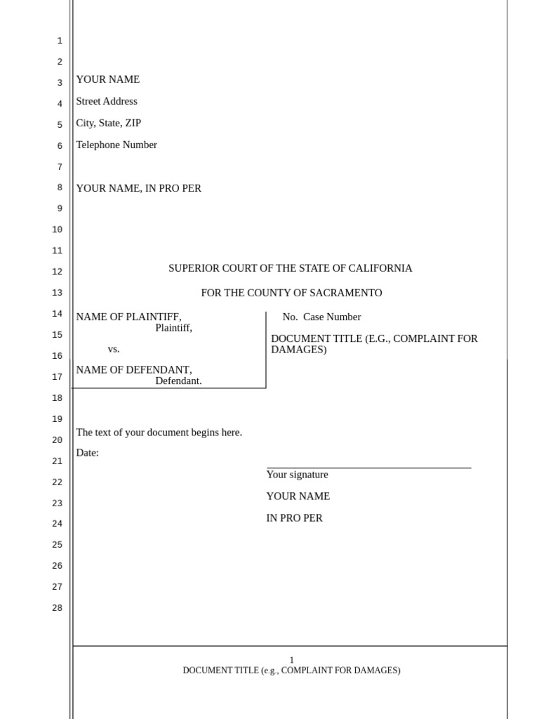 Form Pleading Paper Sacramento County | PDF