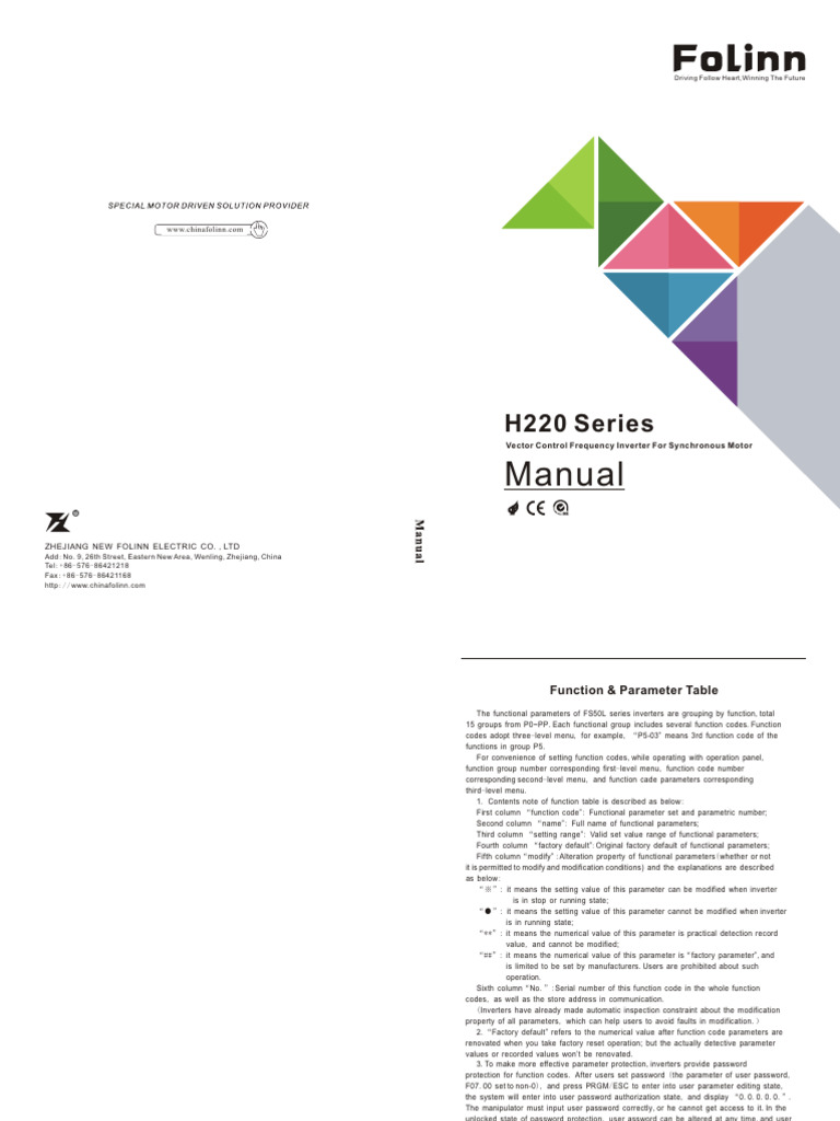 Folinn H220 Inverter Manual | PDF | Password | Power Inverter