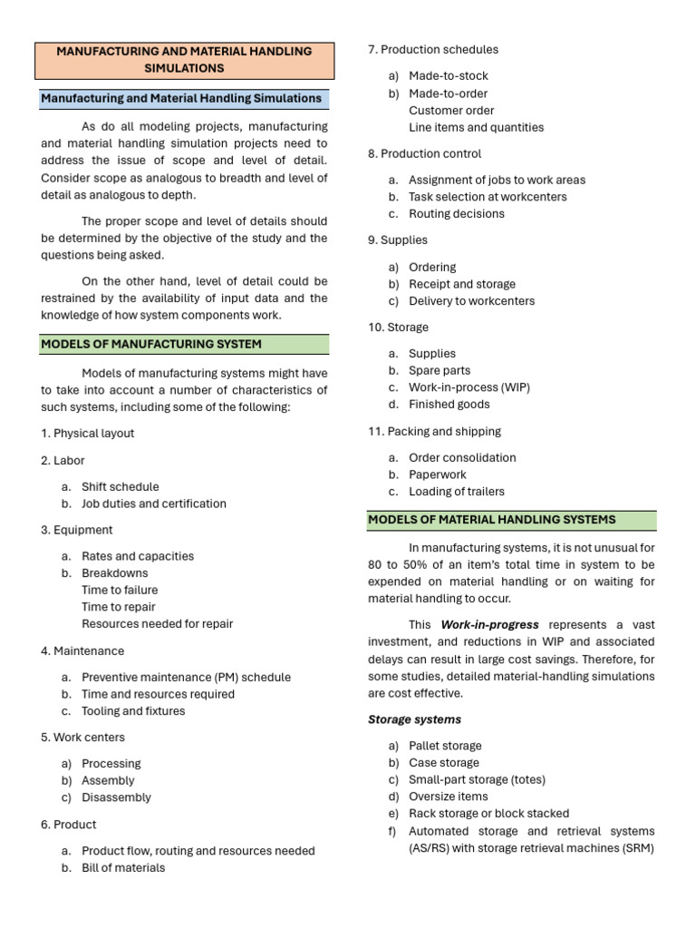Lesson 4-Manufacturing and Material Handling Simulations | PDF | Simulation