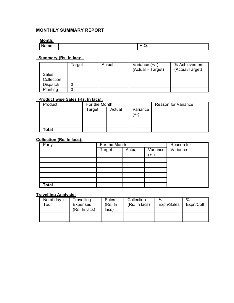 Monthly Summary Report | PDF