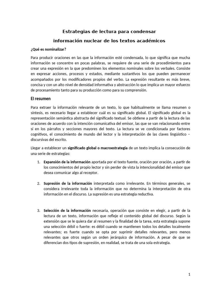 Estrategias para condensar información | PDF | Información | Comunicación