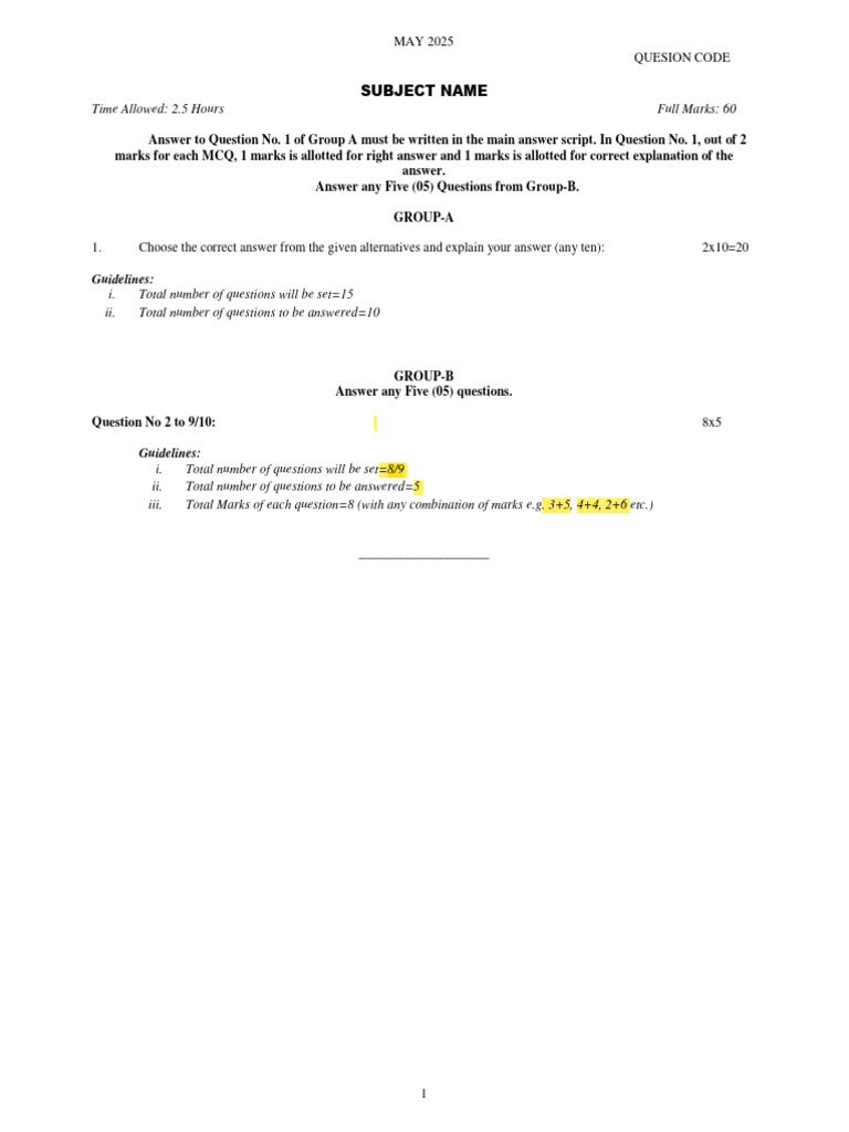 Format QP Even Sem-May 2025 | PDF