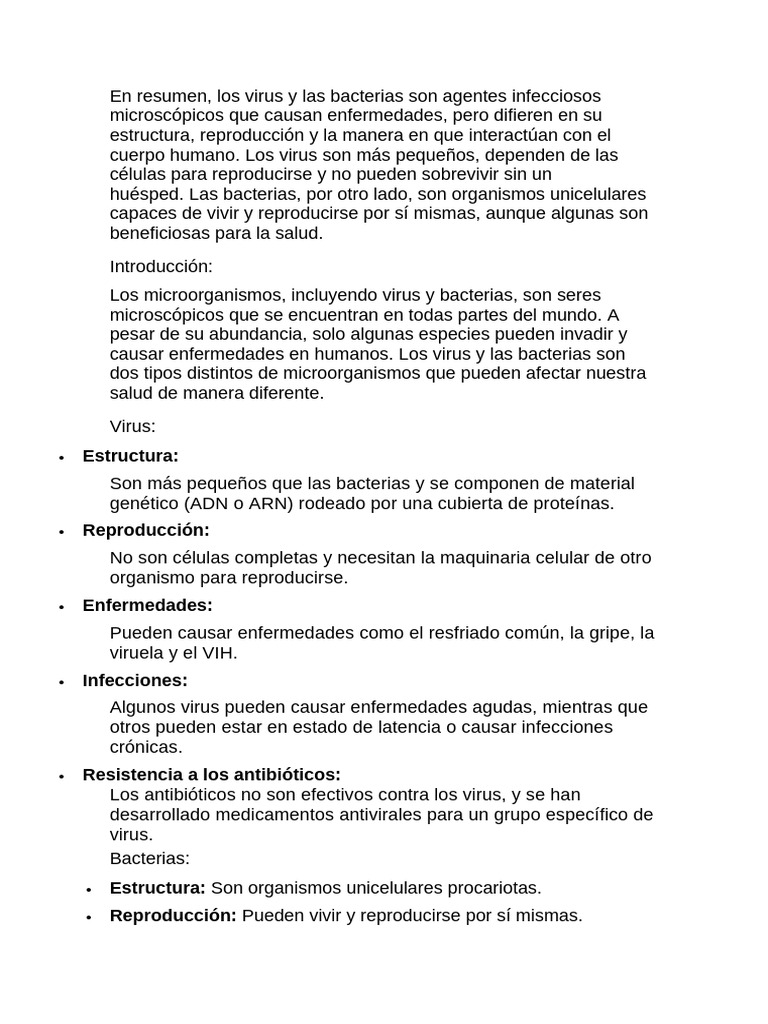 Virus y Bacterias Resumen | PDF | Virus | Las bacterias